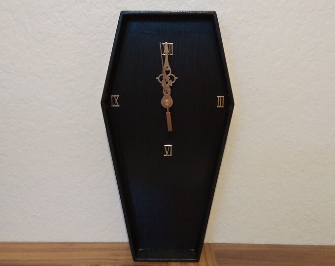 Coffin-shaped Clock Battery Operated Wall Mounted or Tabletop Macabre ...