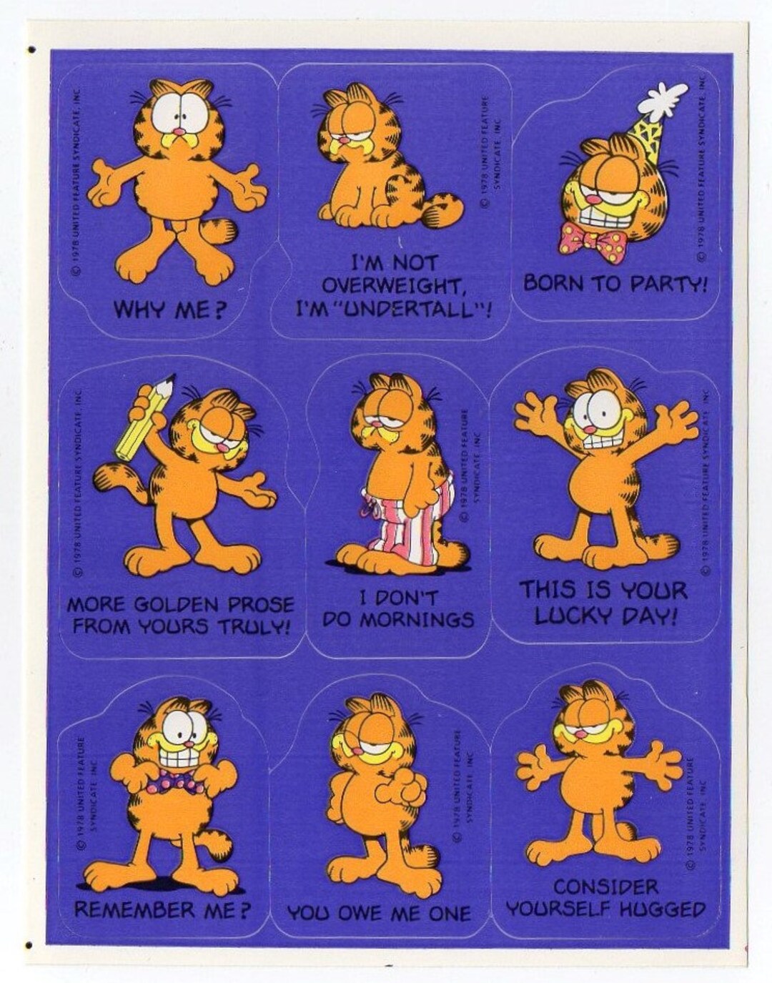 Stickers Garfield Cartoon Character Saying Words purple - Etsy