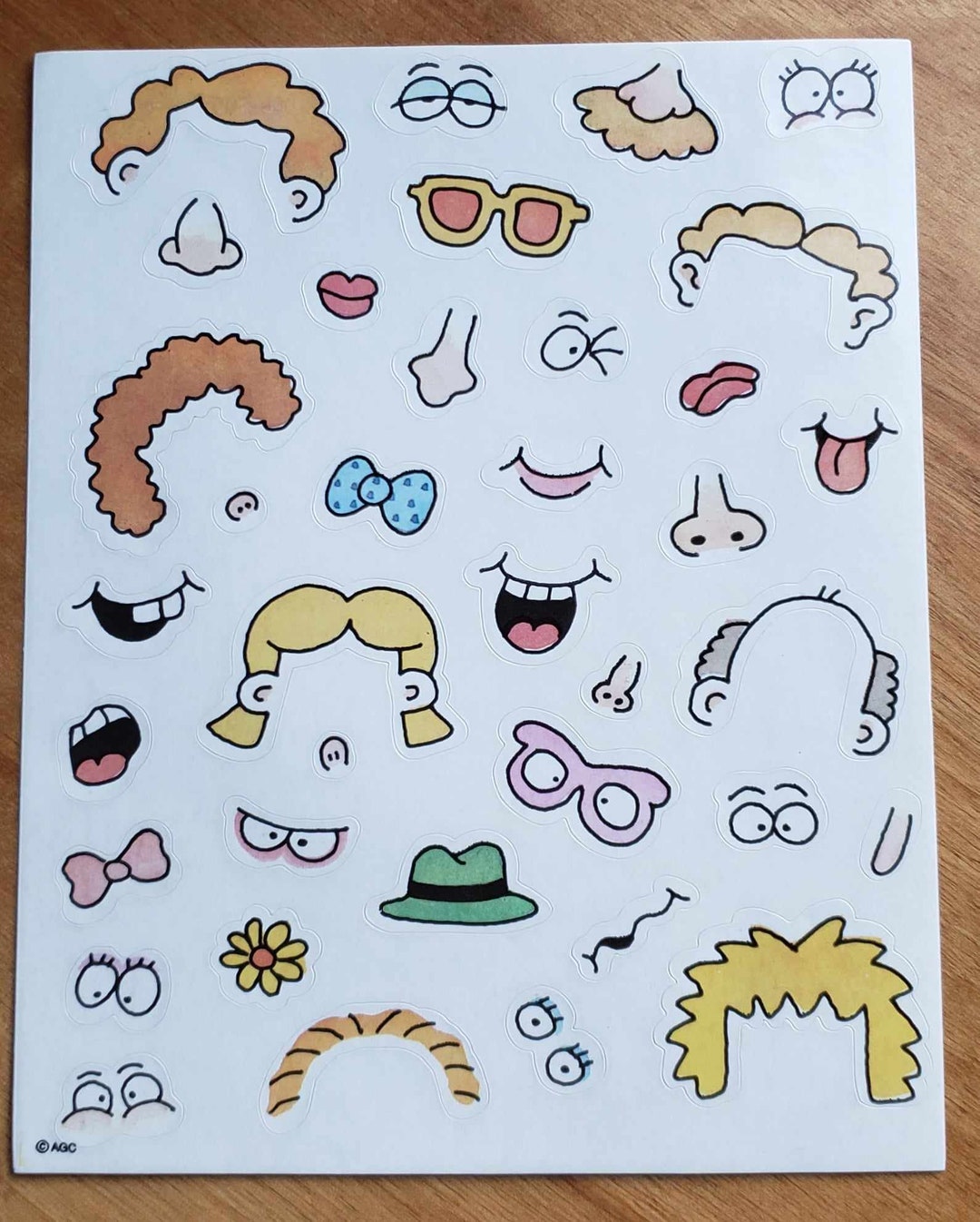 Stickers Funny Face Stickers Lips Hair Eyes AGC - Etsy