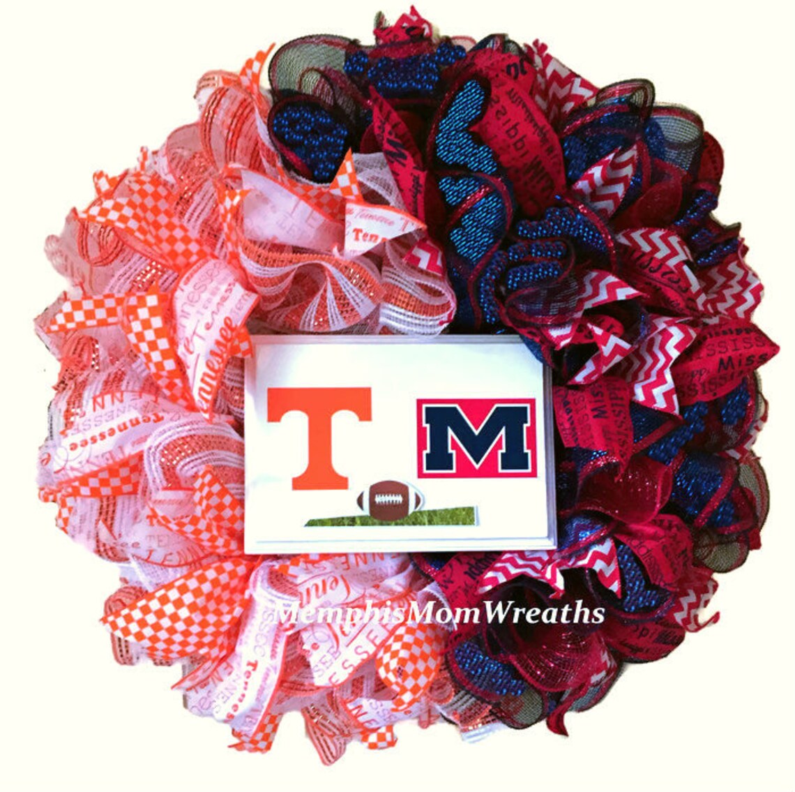 House Divided Wreath, Deco Mesh Wreath, Football Rivalry Wreath ...