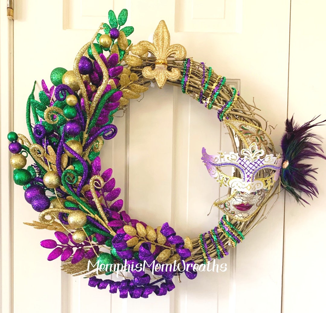 Mardi Gras Wreath for Front Door, Mardi Gras Decor, Mardi Gras Swag ...
