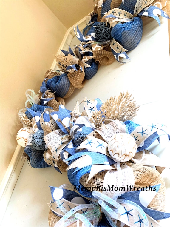 Beach Garland Deco Mesh Garland Summer Garland Beach Swag - Etsy