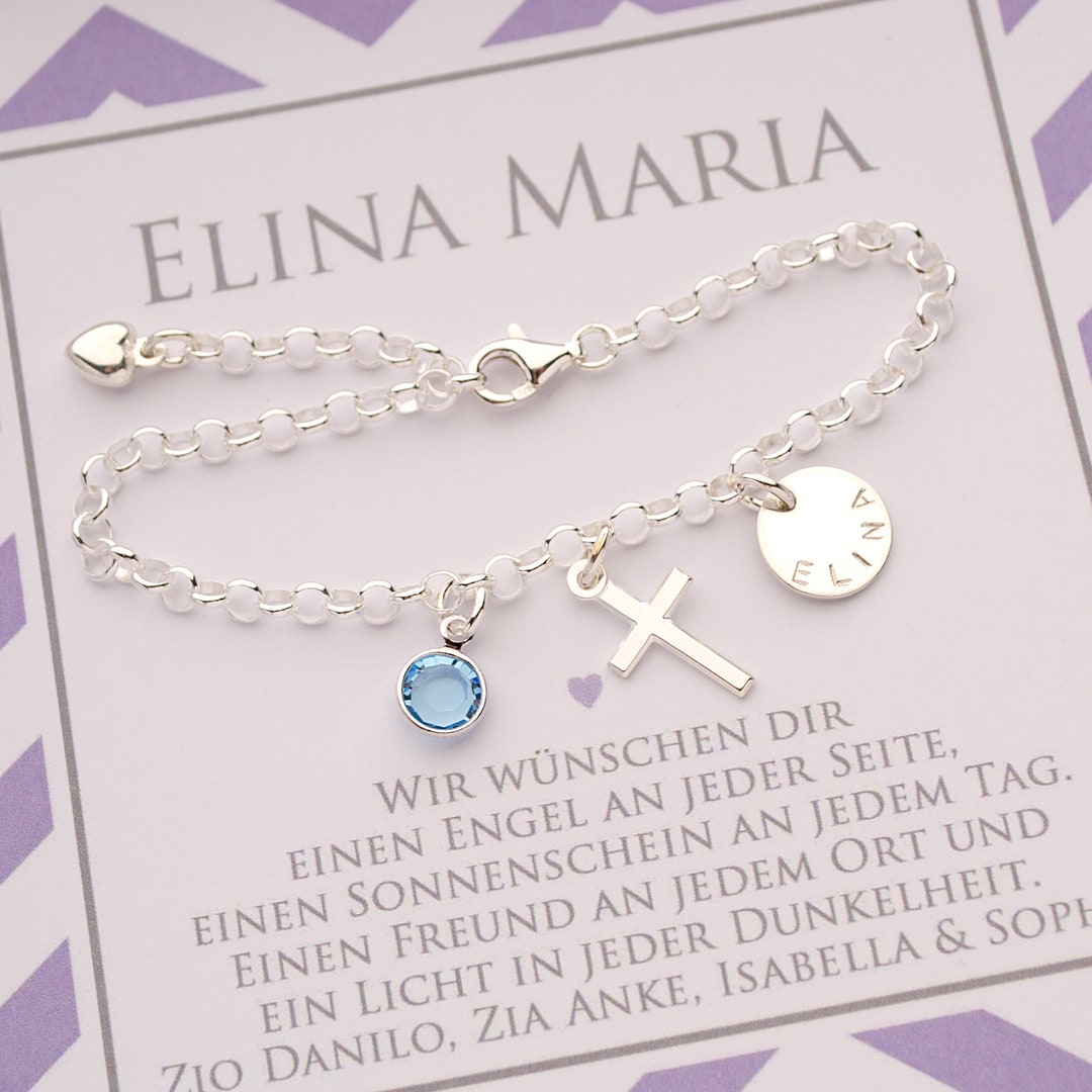 Name Bracelet With Custom Engraving, Cross, Heart, Birthstone, Personal ...