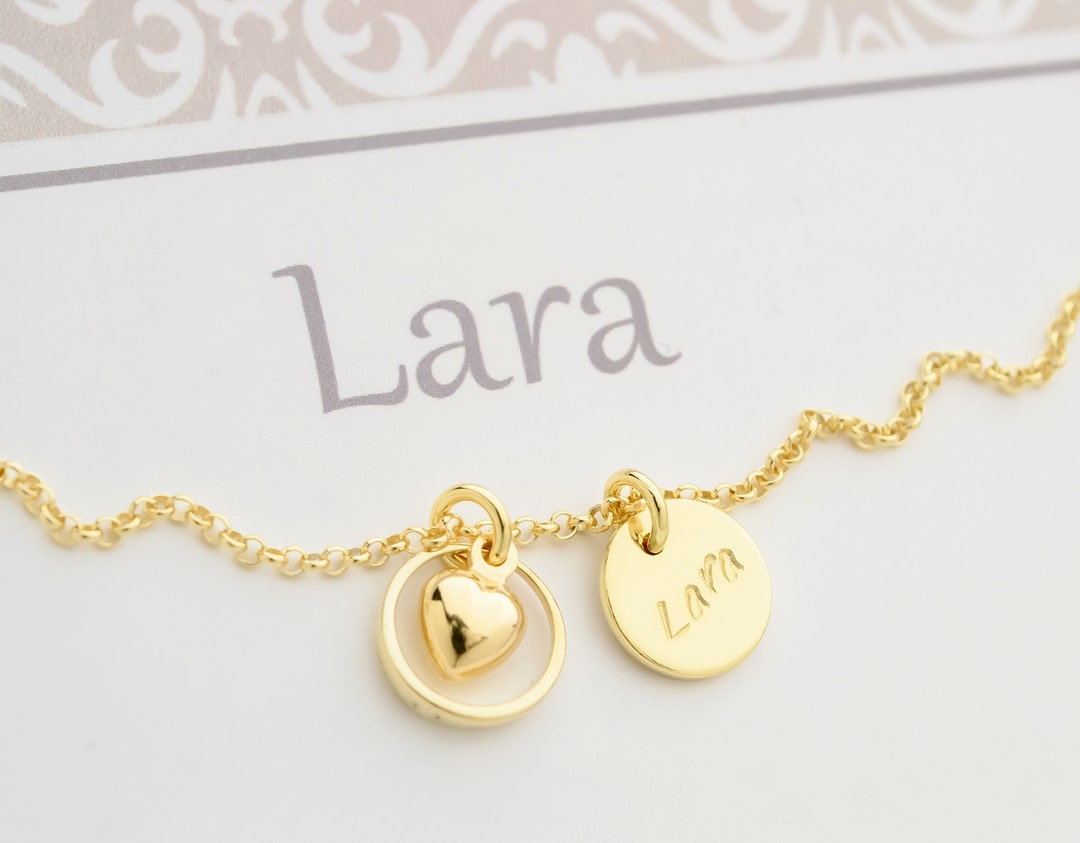 LARA Name Necklace With Heart Baptismal Ring and Gift Box | 925 Silver ...