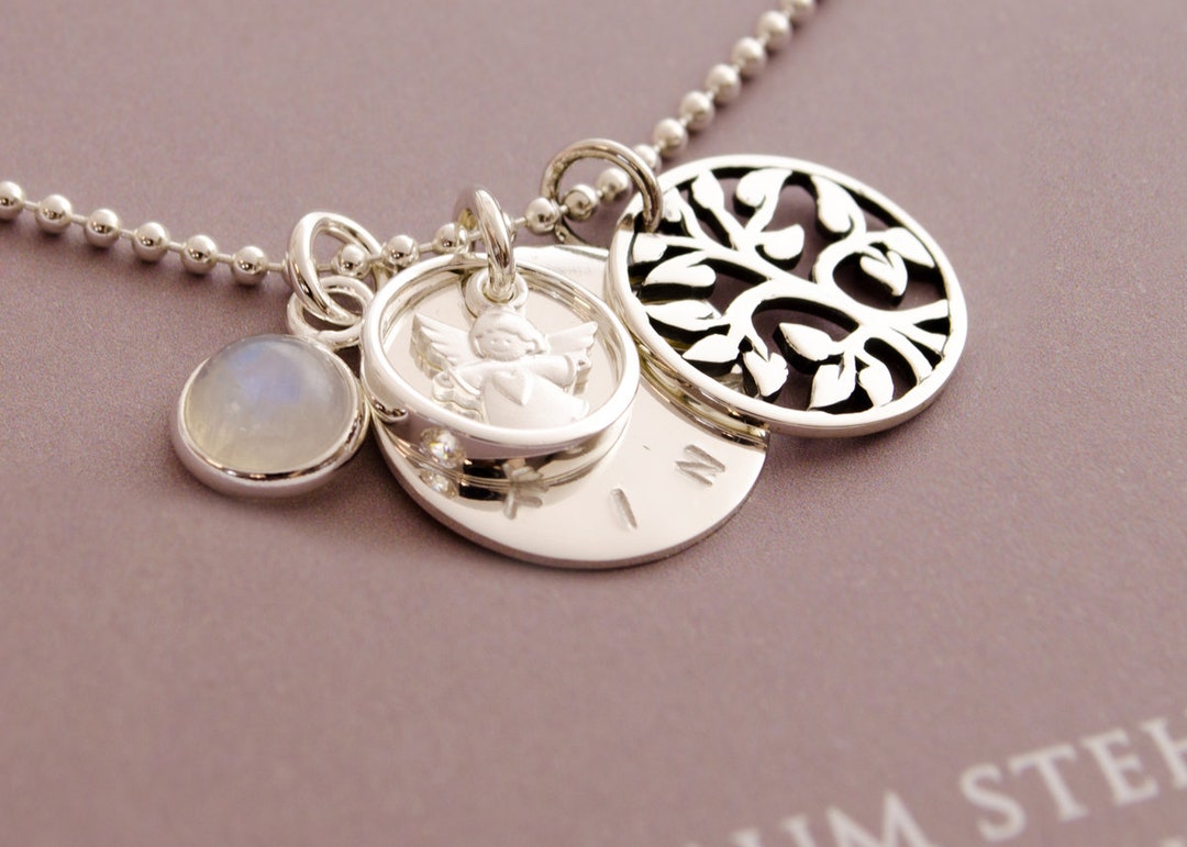 Baptismal Chain Tree of Life Angel Baptismal Ring Engraving 925 Silver ...