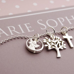 Christening Chain Girl Baptismal Ring Angel Cross Tree of Life Baptism ...
