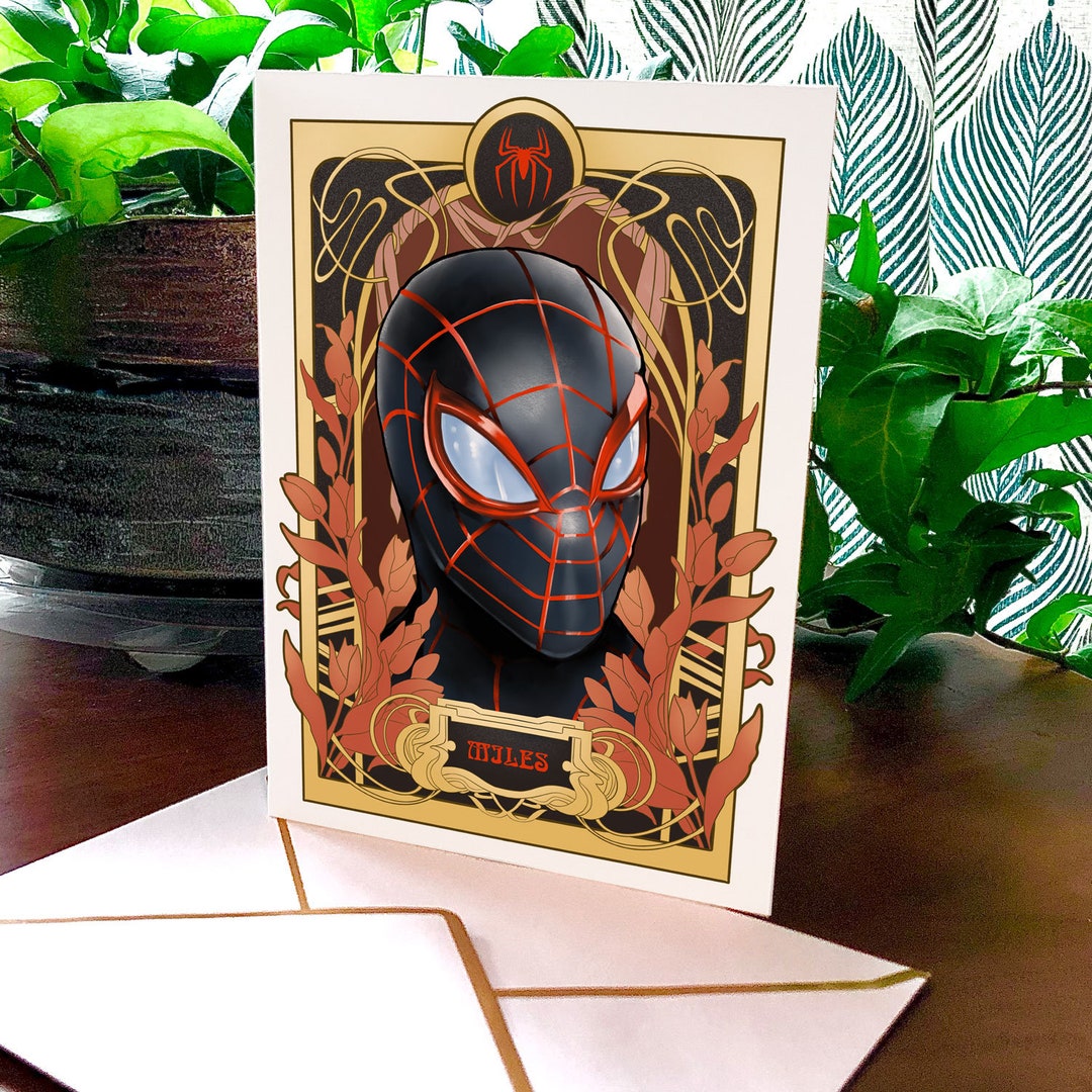 Miles Morales | Spider-man | Mini Art Print | Greeting Card | Portrait ...