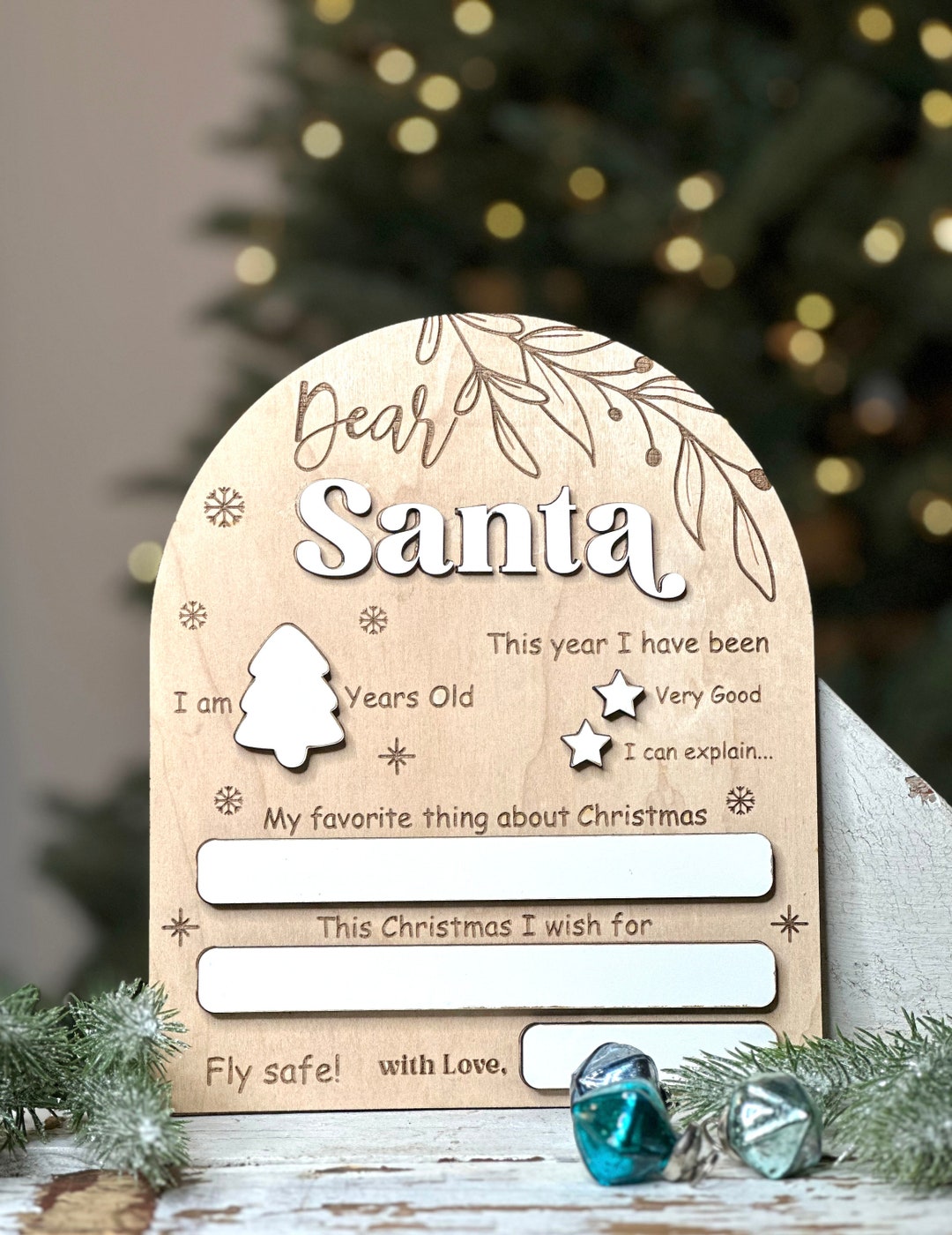Letter to Santa Sign, Dear Santa Board, Dry Erase Christmas Sign ...