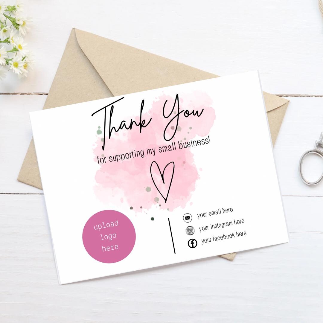 Digital Business Thank You Card Template Easy Customization, Instant ...