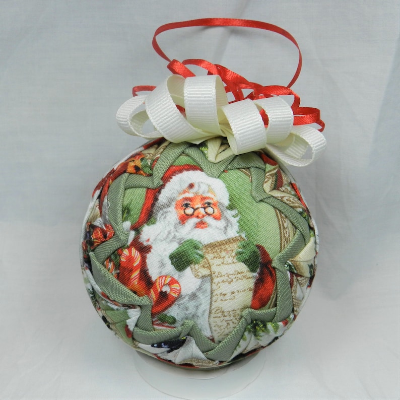 Quilted Santa Ornament: Folded Fabric Christmas Decor - Etsy