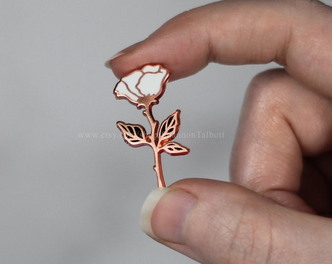Rose Enamel Pin, Flower Pin, Plant Lover Pin, Rose Gold Pin, Lapel Pin ...