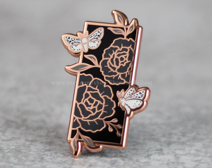 Moth Floral Enamel Pin, Butterfly Pin, Bug Insect Pin, Moth Pin, Flower ...