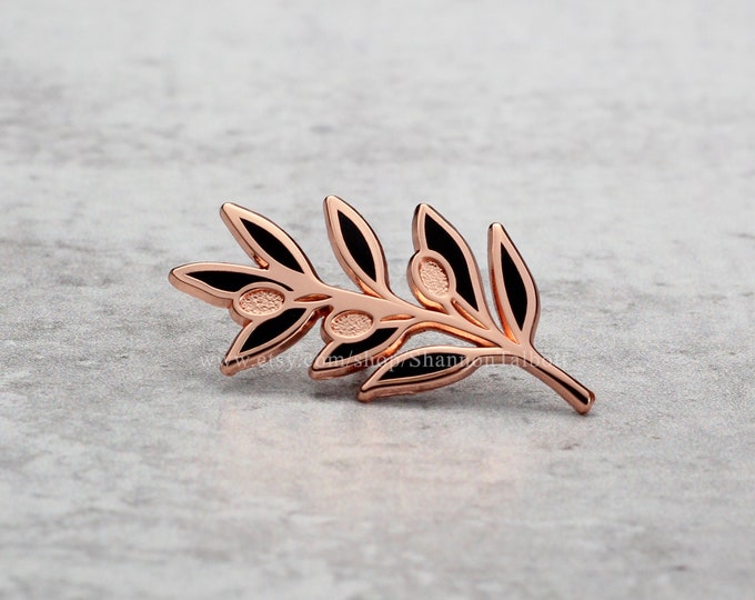 Olive Branch Enamel Pin, Leaf Enamel Pin, Botanical Pin, Goth Pin ...