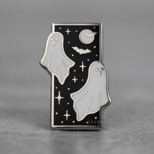 Ghost Duo Enamel Pin, Cute Halloween Pin, Bat Enamel Pin, Spooky Enamel ...