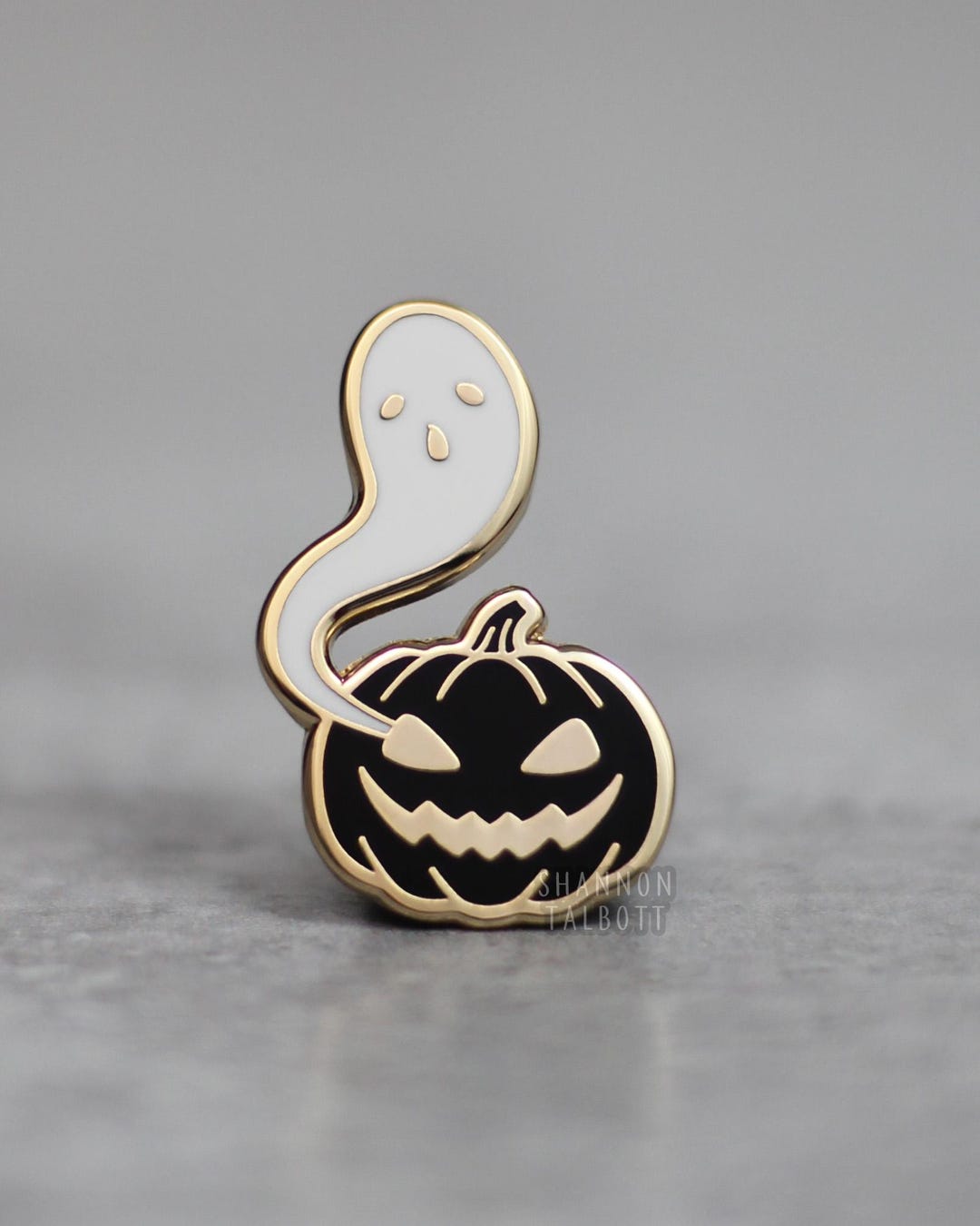 Ghost and Pumpkin Enamel Pin, Spooky Pin, Cute Halloween Pin, Witchy ...