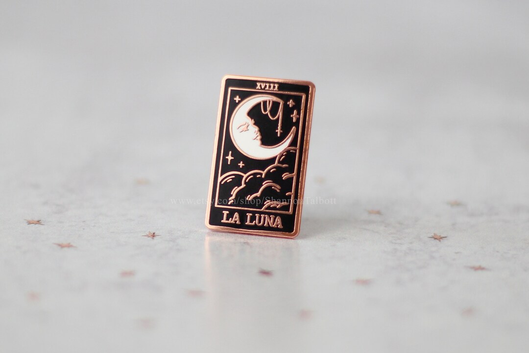 La Luna Enamel Pin, Tarot Card Enamel Pin, the Moon Pin, Celestial Pin ...