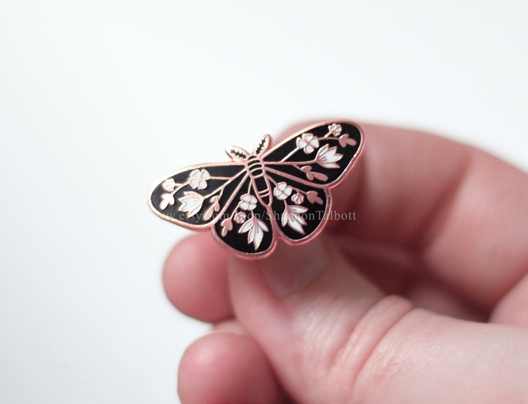 New Beginnings Moth Enamel Pin, Floral Moth Pin, Bug Enamel Pin ...