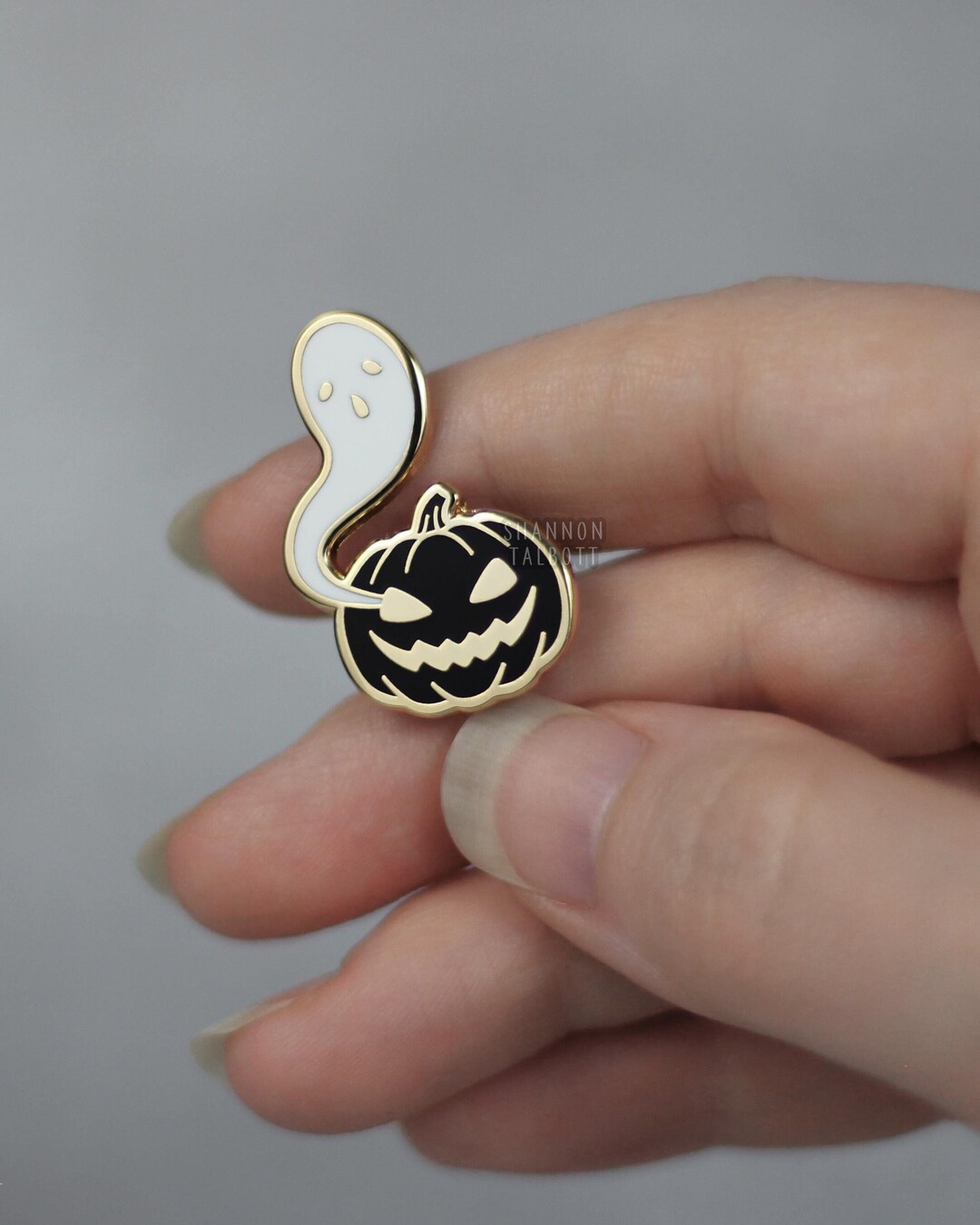 SECONDS SALE Ghost Pumpkin Enamel Pin, Spooky Pin, Halloween Pin ...