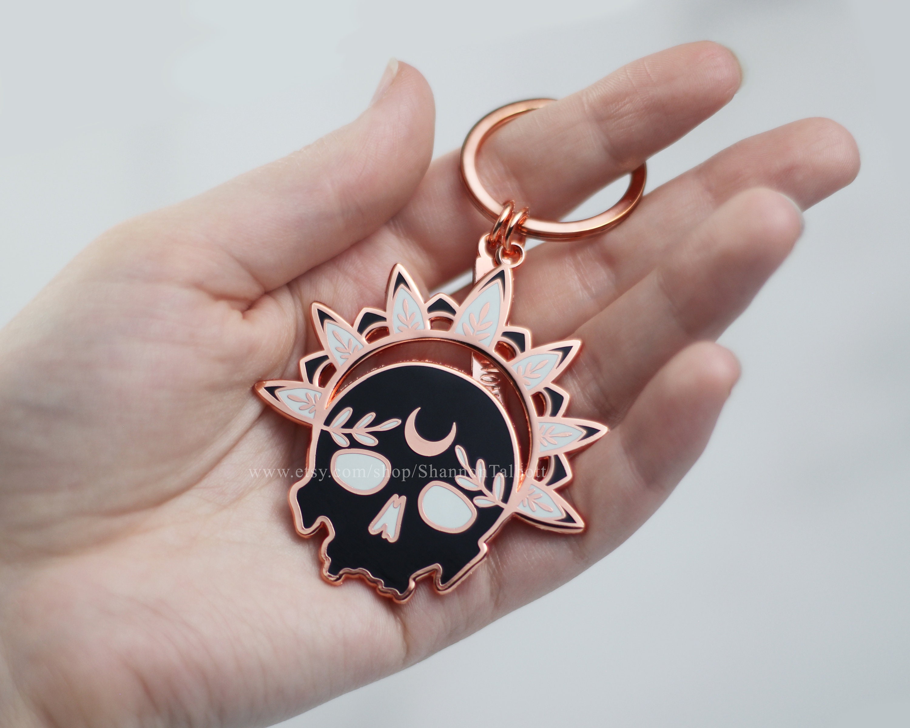 SECONDS SALE Memento Mori Enamel Keychain Skull Keychain | Etsy