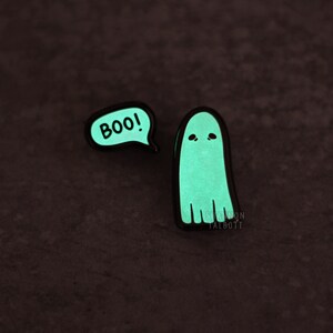 Boo Ghost Enamel Pin Set, Glow in the Dark Pin, Cute Halloween Pin ...