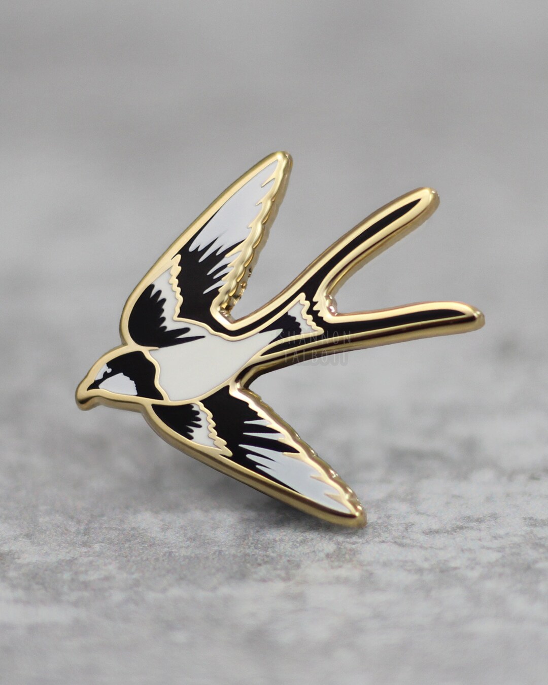 Swallow Bird Enamel Pin, Bird Pin, Wings Pin, Tattoo Pin, Goth Pin ...