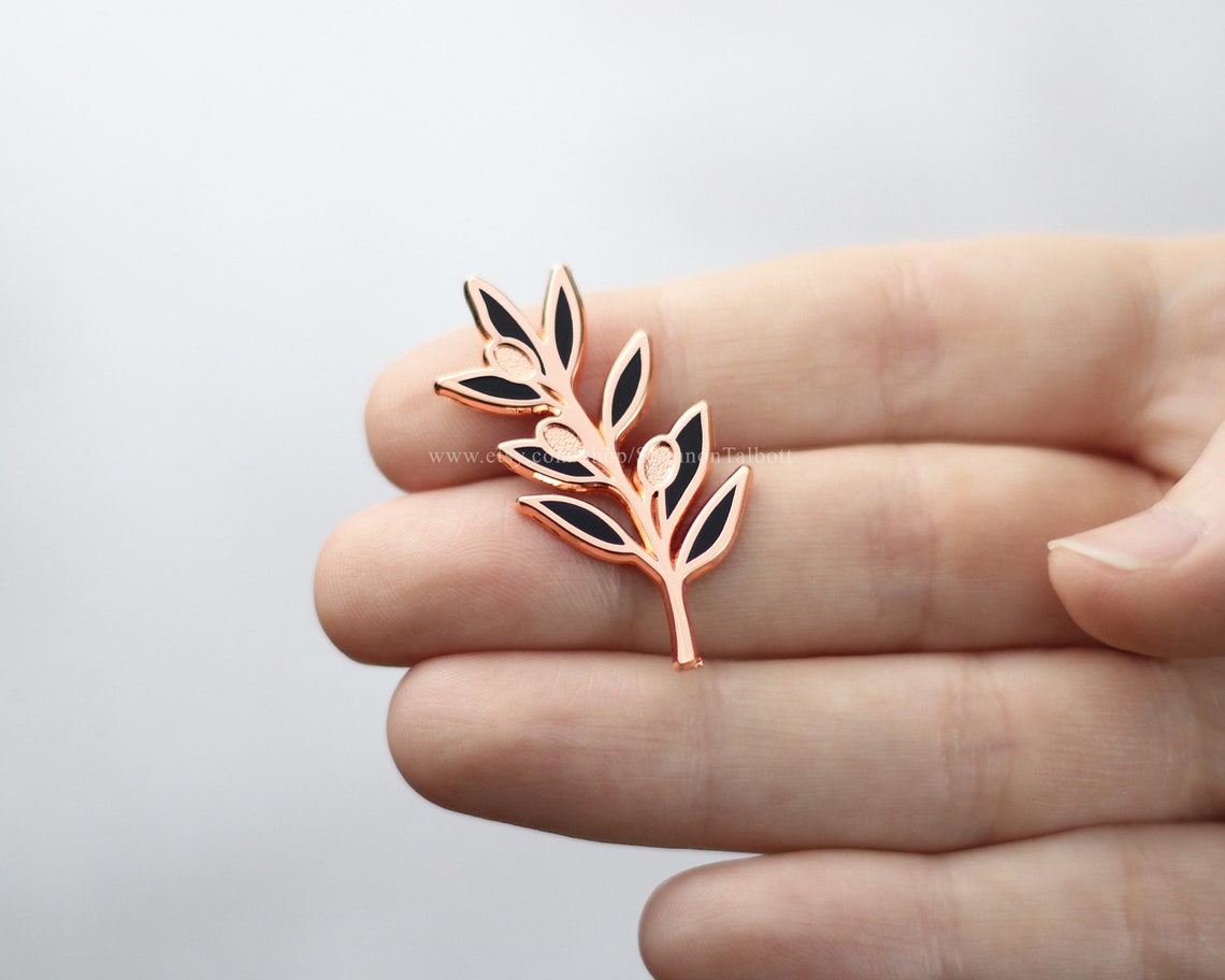 Olive Branch Enamel Pin Leaf Enamel Pin Botanical Pin Goth - Etsy