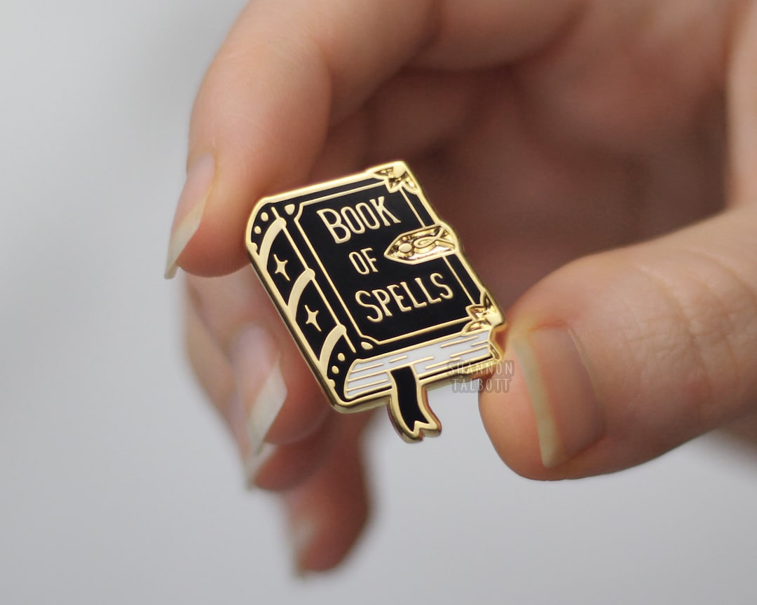 Book of Spells Enamel Pin, Spellbook Enamel Pin, Cute Halloween Pin ...