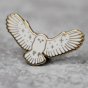 Flying Owl Enamel Pin, Snowy Owl Pin, Bird Pin, Wings Pin, Goth Pin ...