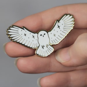 Flying Owl Enamel Pin, Snowy Owl Pin, Bird Pin, Wings Pin, Goth Pin ...