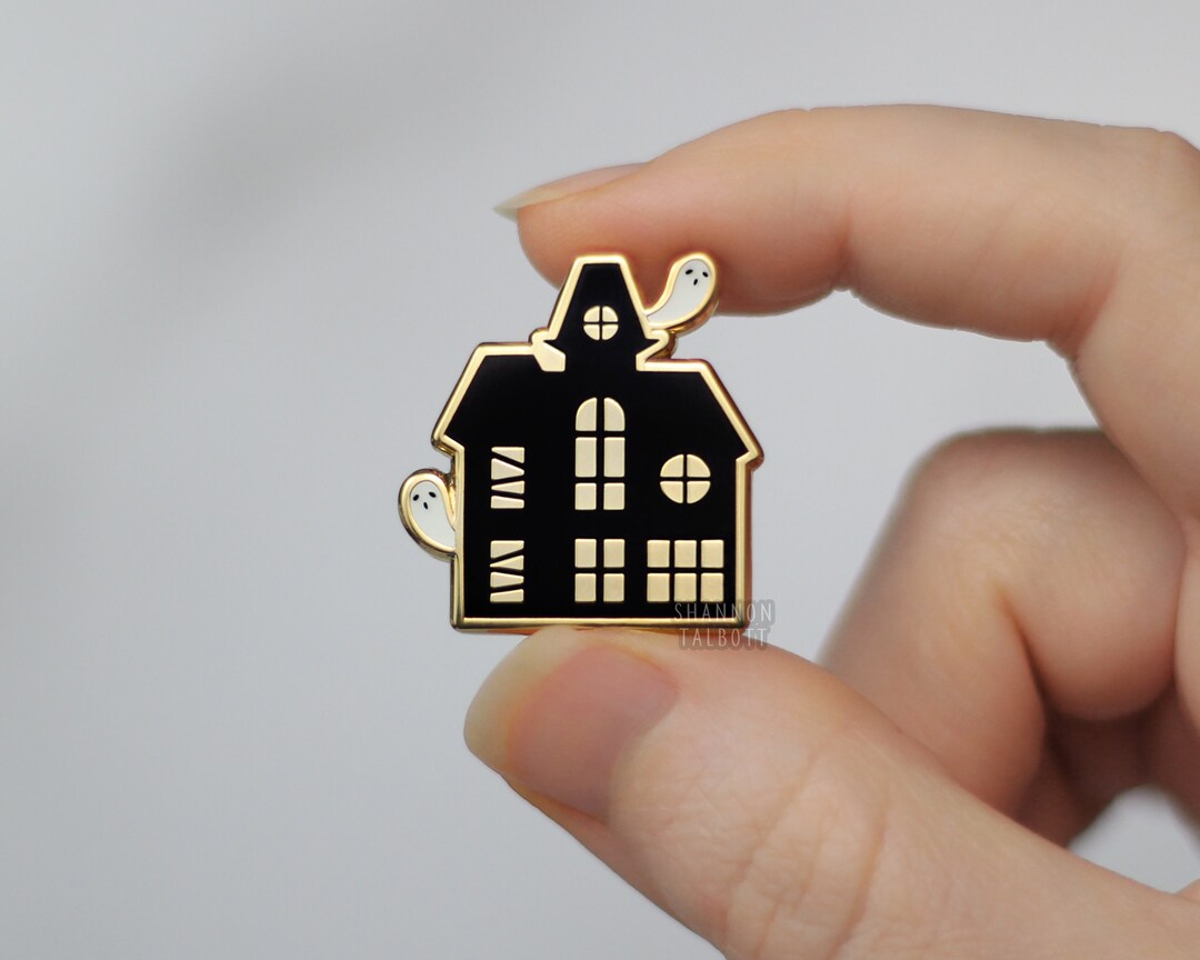 Haunted House Enamel Pin, Glow in the Dark Pin, Ghost Pin, Halloween ...
