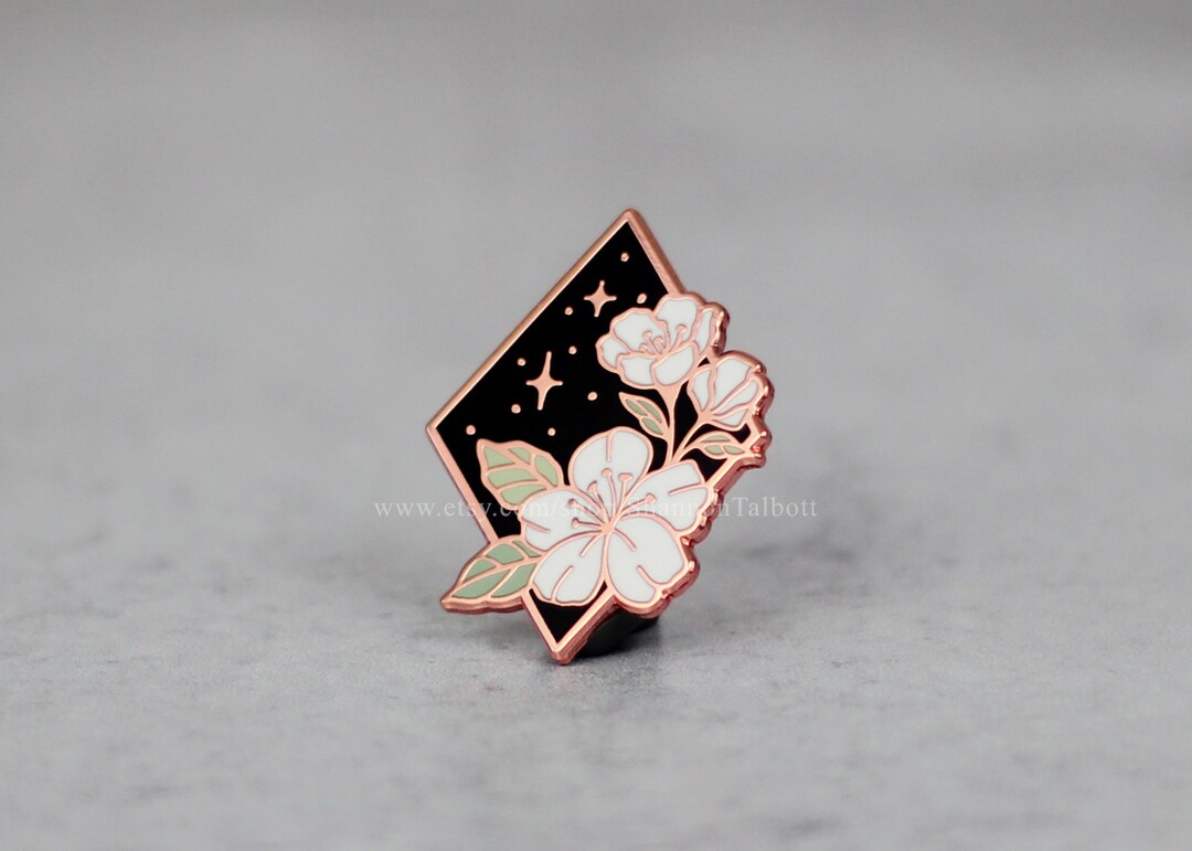 SECONDS SALE Flower Enamel Pin, Floral Enamel Pin, Tattoo Pin ...