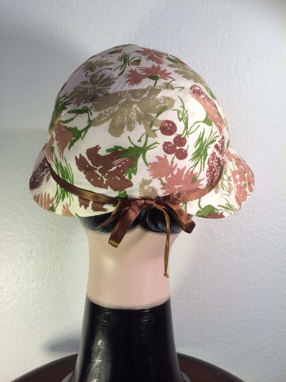 1960s Hat -- Cute Cap with Floral Details and Ribbon … - Gem