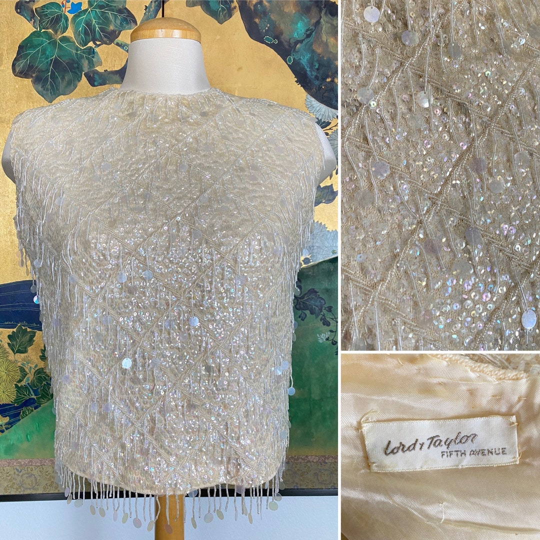 1960s Beaded Knit Sweater Top by Lord and Taylor, Fifth Avenue ...