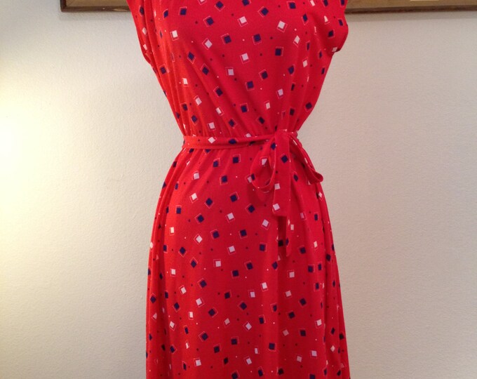 Cute 1980s Red Novelty Print Dress - Etsy