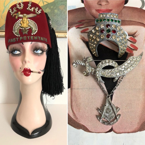 Shriner masonic fez hat - Gem