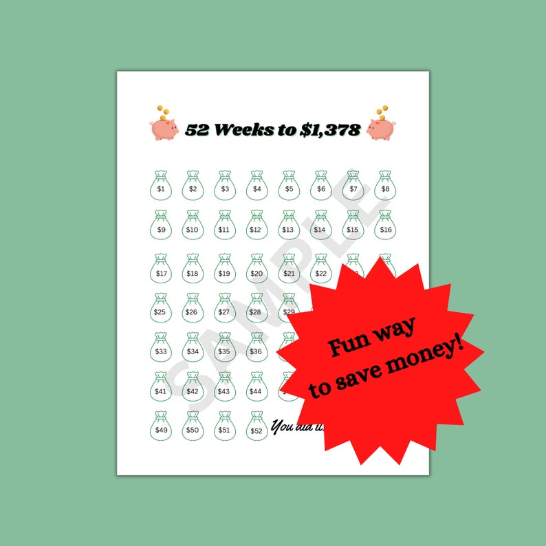 52 Week Savings Challenge Printable Savings Tracker Money - Etsy