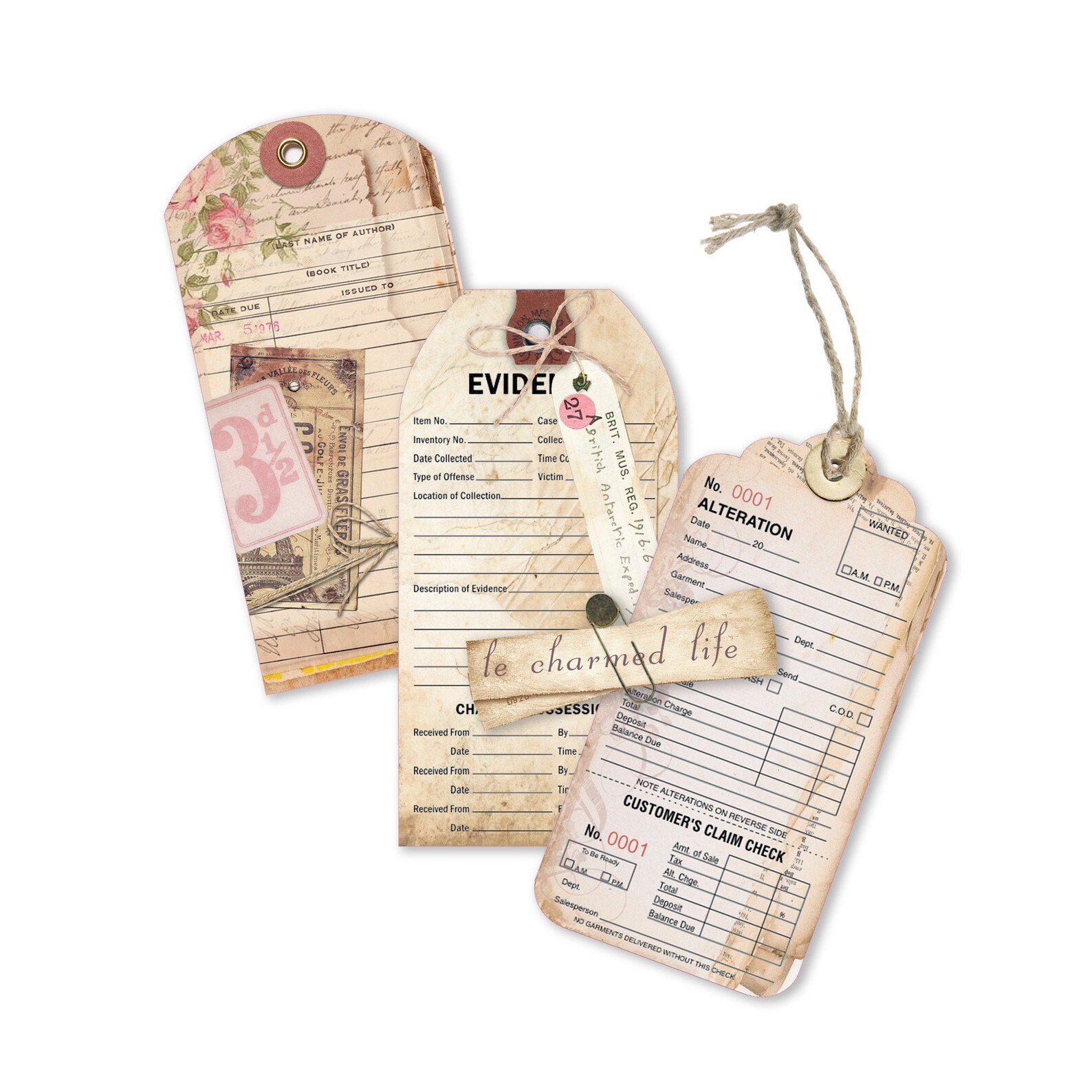 Vintage Ephemera Tags Digital Collage Sheet Download Digital - Etsy