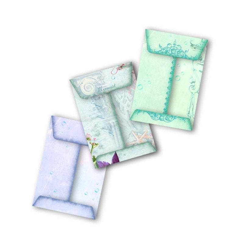 Printable Envelopes Digital Vintage Mermaid Collage Beach Ocean ...
