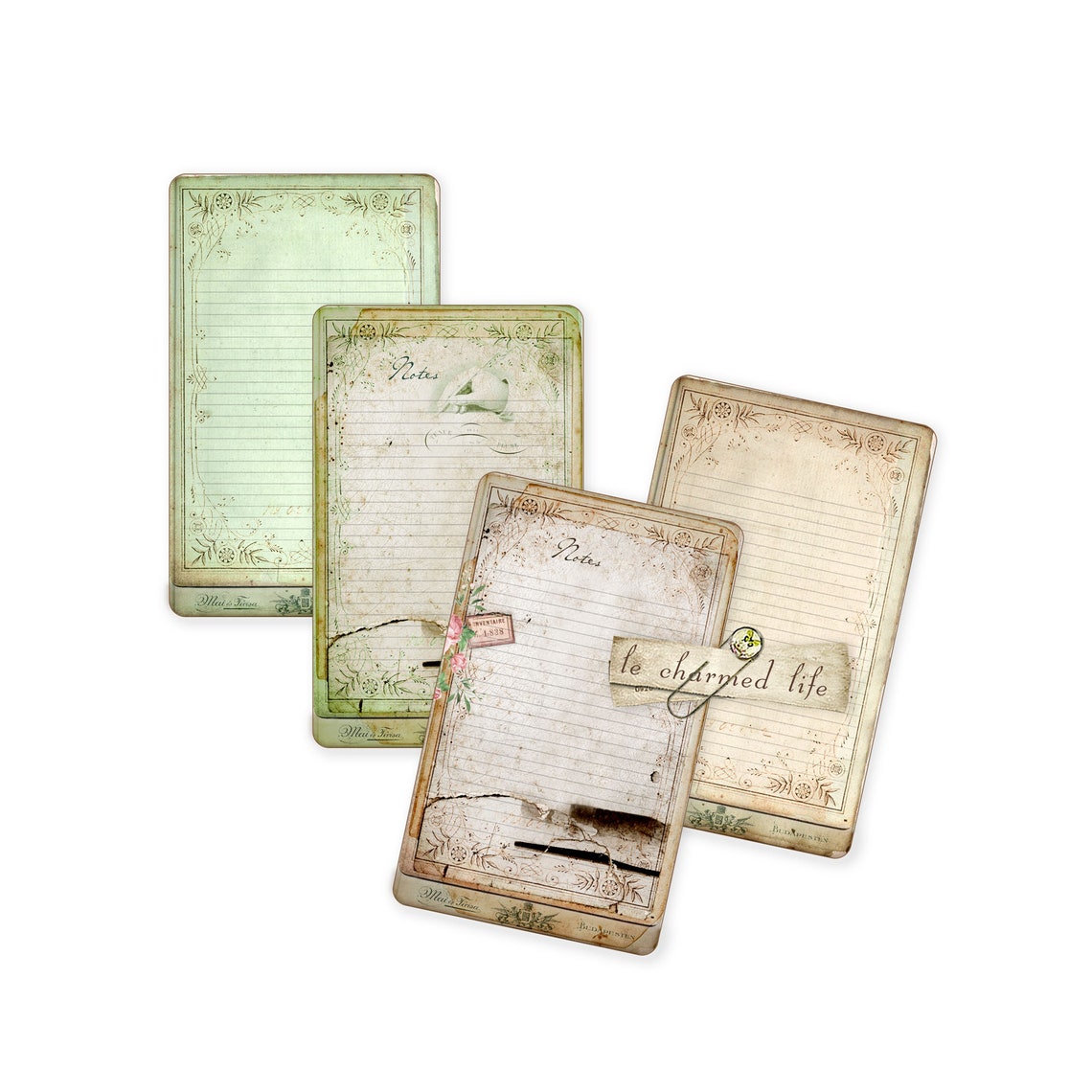 Junk Journal Cards, Torn Vintage Library, Cabinet Card, Paper Collage ...