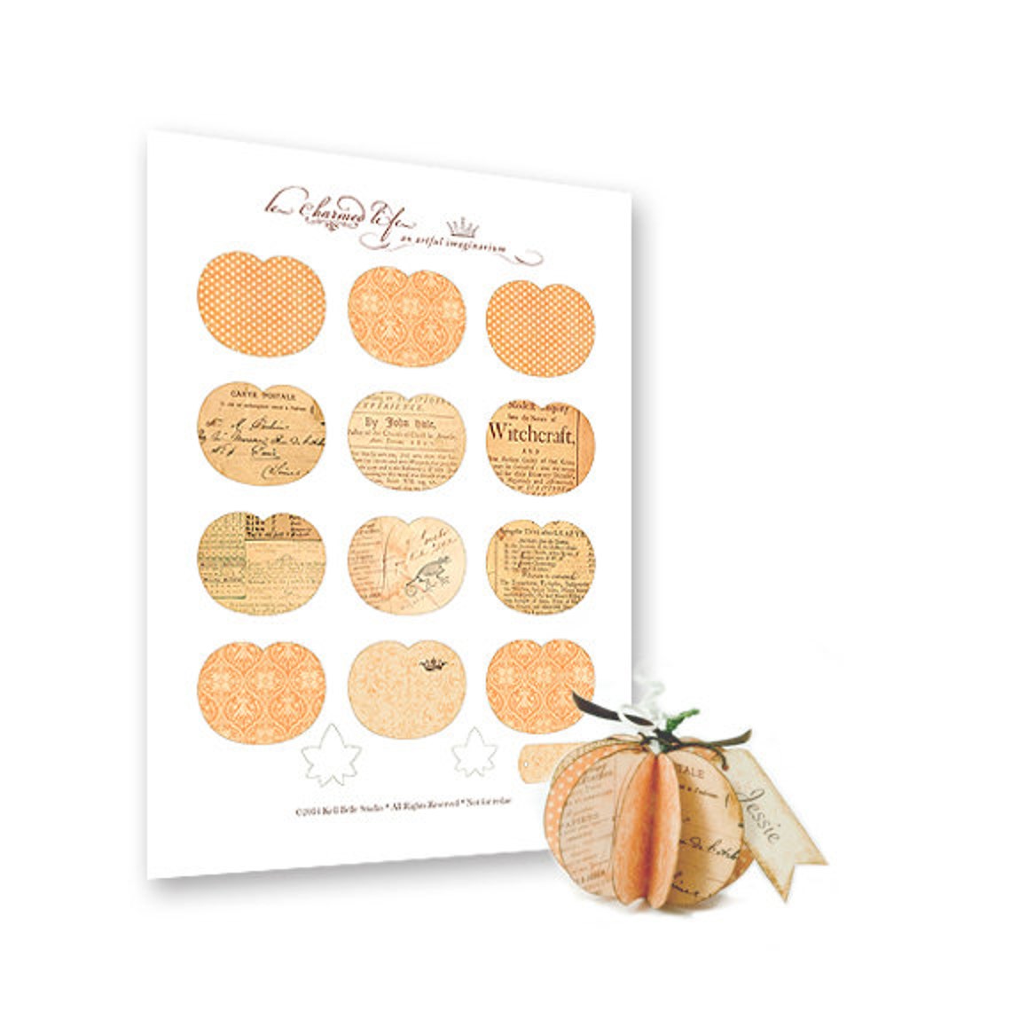 Paper Pumpkin Rustic Halloween Fall Decor Digital Collage Instant ...