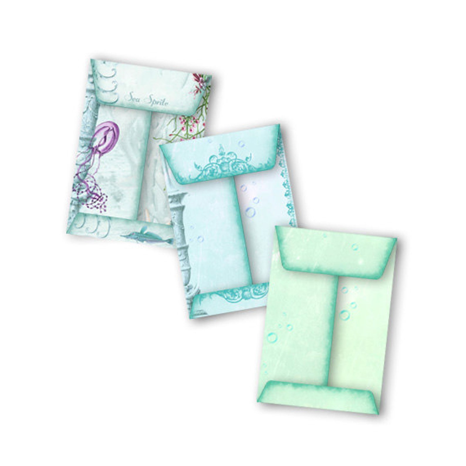 Digital Printable Envelopes Mermaid Collage Vintage Beach Ocean ...