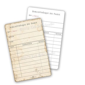 Printable Journal Spot Library Card Aged Paper Digital Collage Instant ...