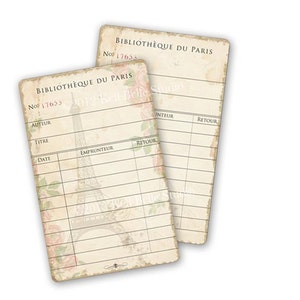 Printable Journal Spot Library Card Aged Paper Digital Collage Instant ...