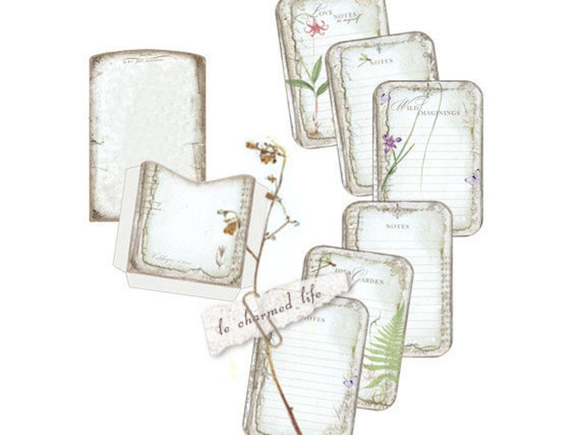 Printable Journal Card Aged Paper Mini Journal Day Planner Inserts - Etsy