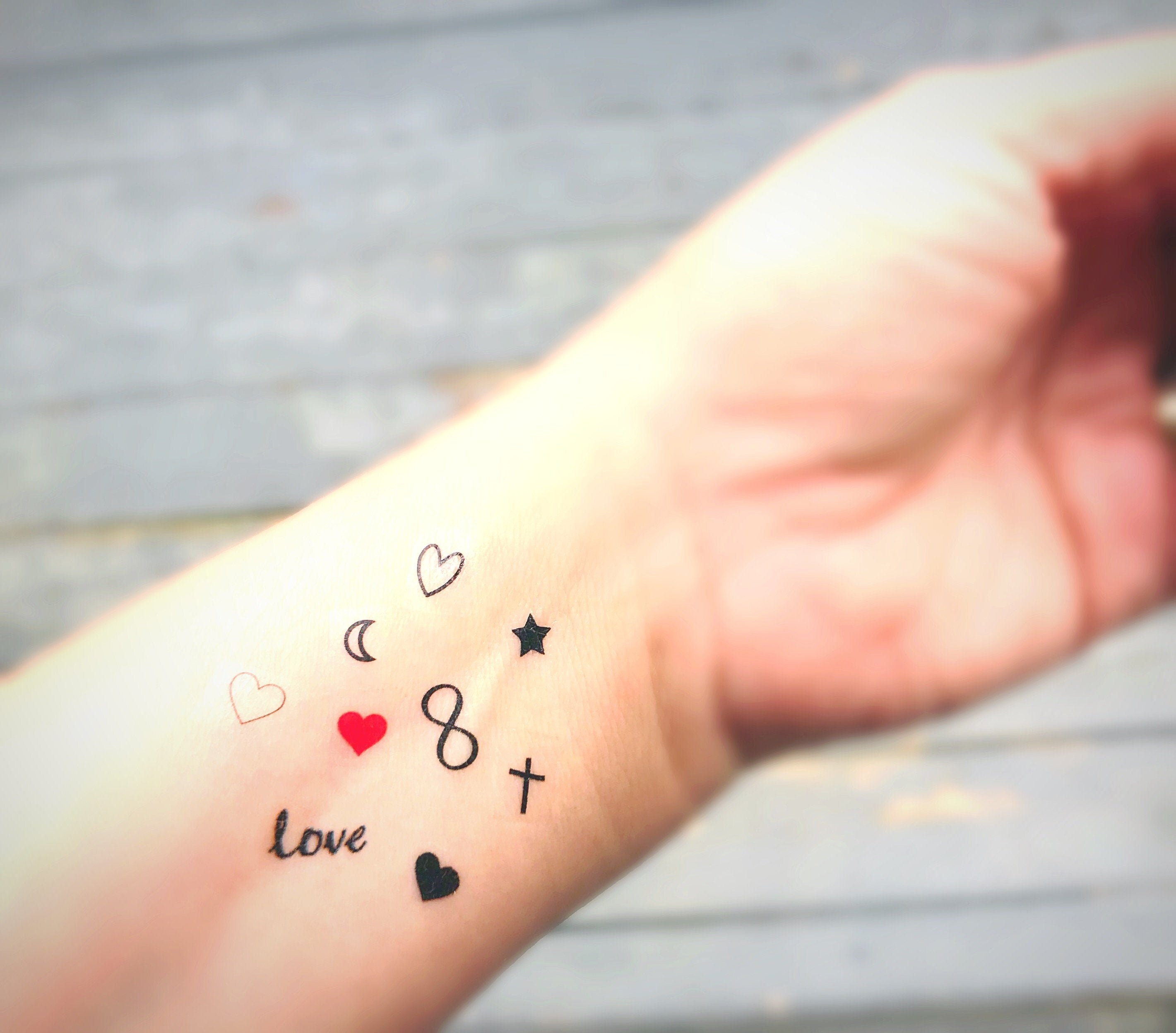 Fake Tattoo Set Wedding Tattoo Bar Heart Infinity Moons and | Etsy