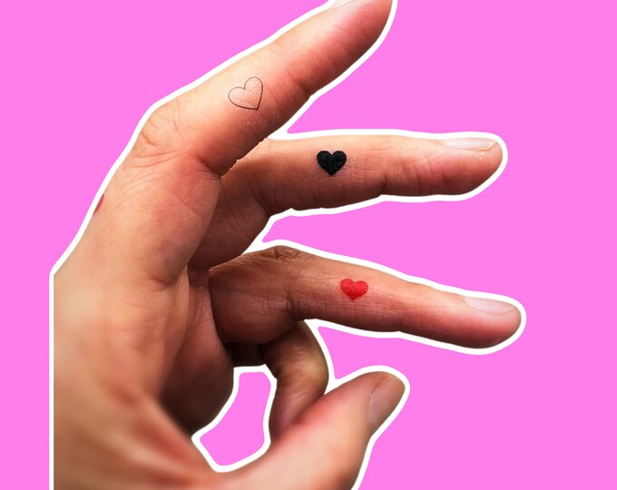Three Hearts Temporary Tattoo Sticker set of 4 - Etsy