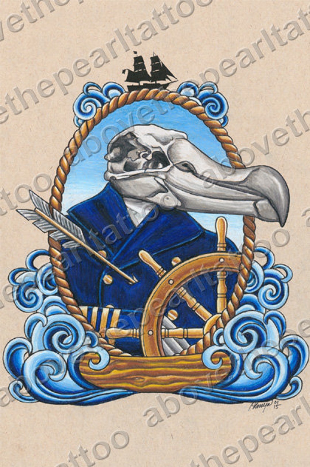 Albatross Skull Drawing "albatross Vengeance" by Tanya Magdalena - Etsy