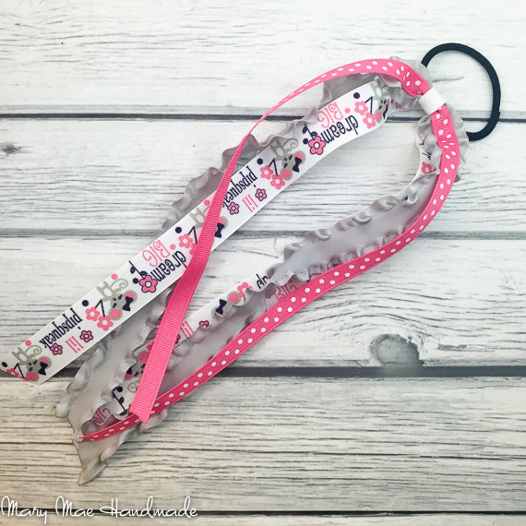 Lil Pipsqueak Mouse Pink & Gray Ponytail Ribbon Streamer Cheer Ribbons ...