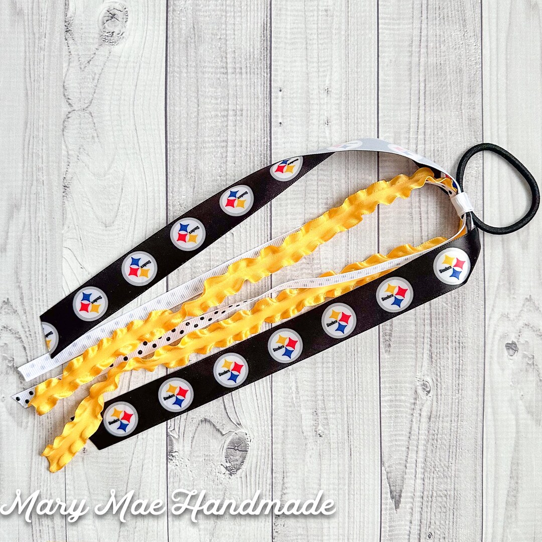 Pittsburgh Steelers Football NFL Black & Gold Ponytail Ribbon Streamer ...