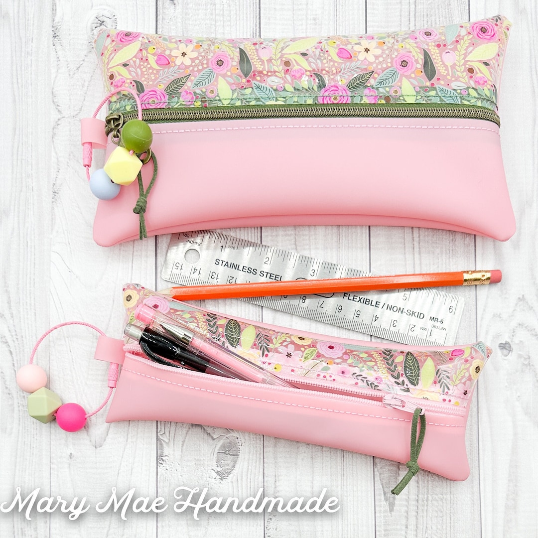 Floral Jelly Pencil Pouch Bag Case, Center Zipper Bag in Clear TPU and ...